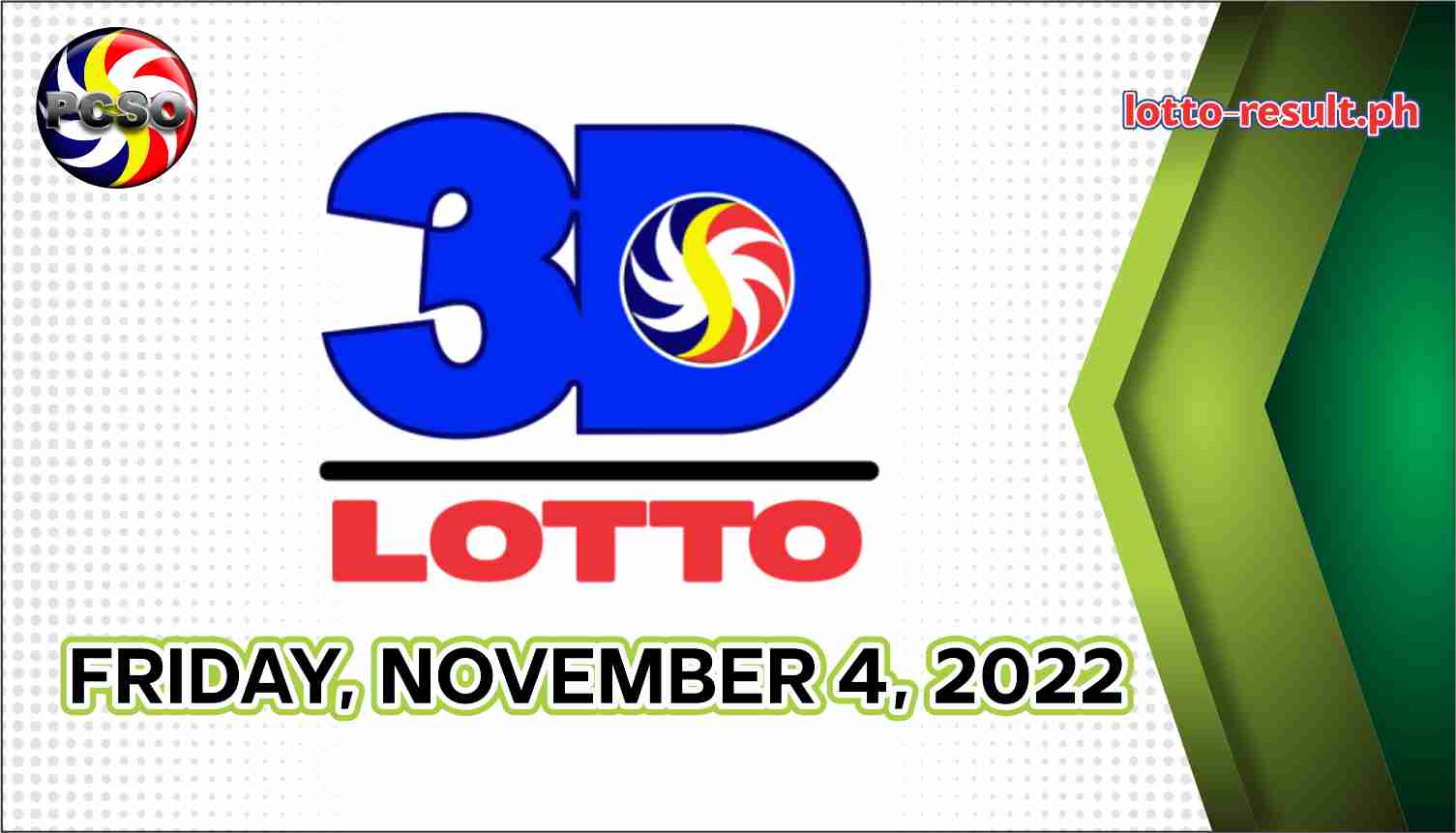 3D LOTTO RESULT Today, Friday, November 4, 2022 - Official PCSO Lotto ...