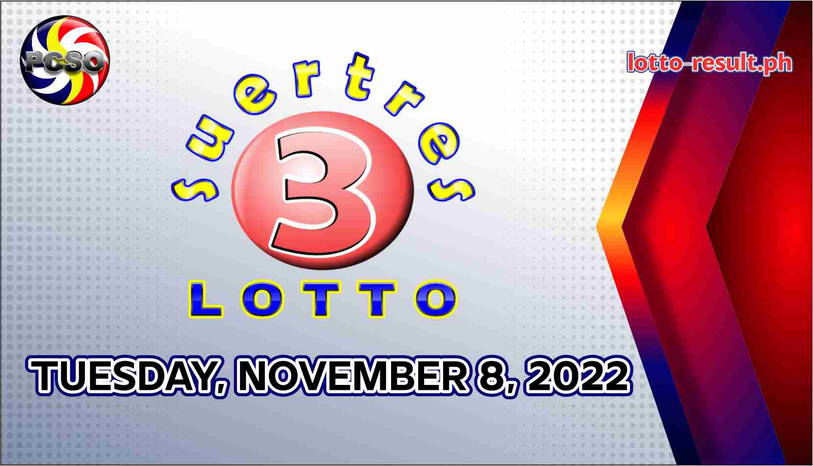 SWERTRES RESULT Today, Tuesday, November 8, 2022 - Official PCSO Lotto ...
